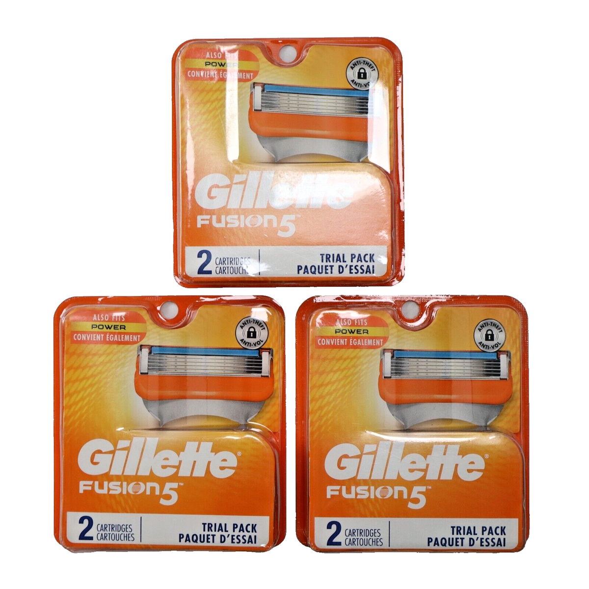 🔥3 PACK Gillette Fusion 5 Razor Blade, 2 Cartridges Each (6 Total) NEW ...