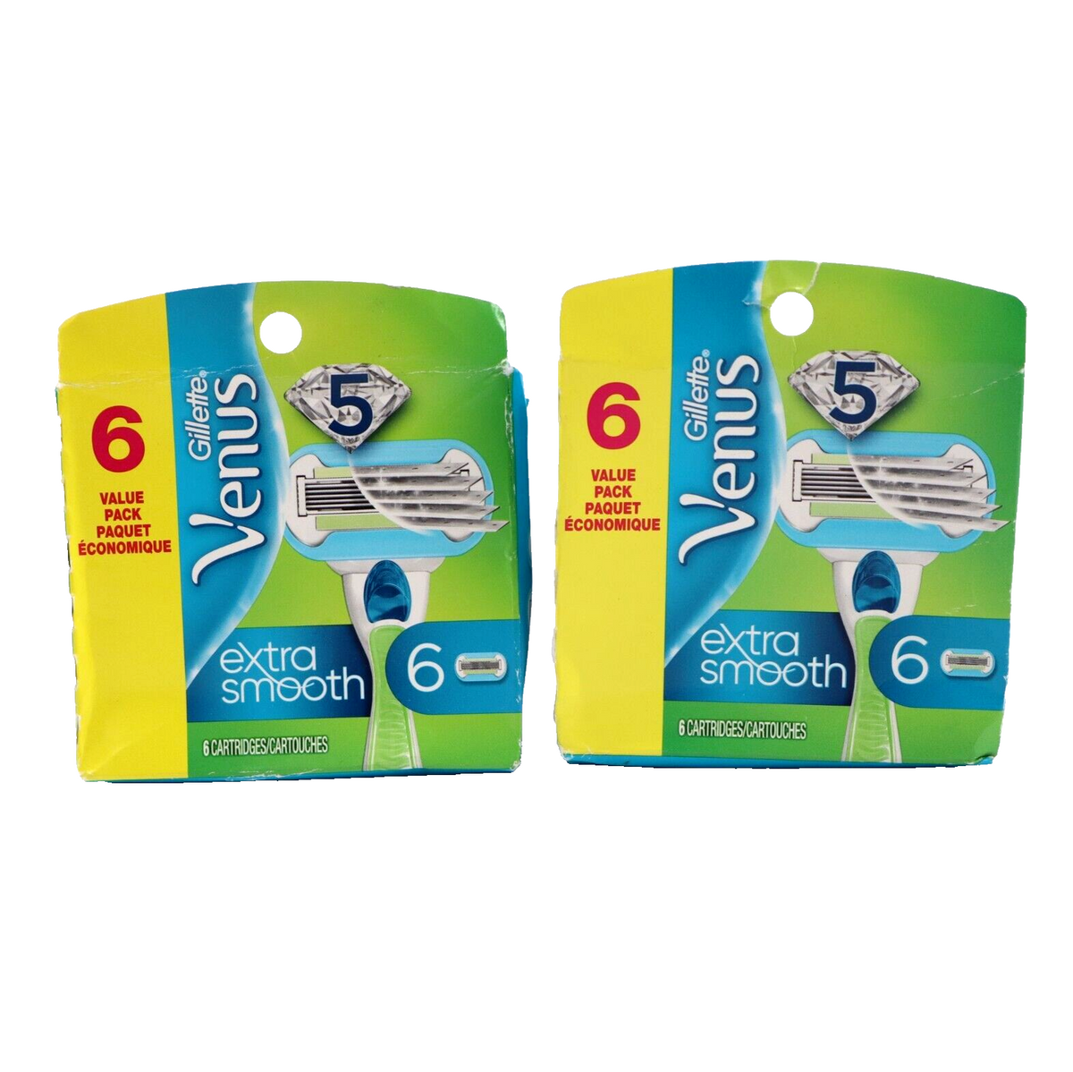 🔥NEW Gillette Venus Extra Smooth 5 Bladed Refill 2 PACK x6=12 Cartridg ...
